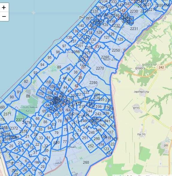 IDF posts map of Gaza to guide civilians away from bombings