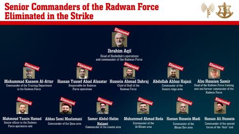 IDF reveals names of Radwan commanders killed in Beirut strikes